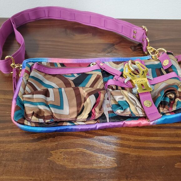 George Gina & Lucy | Bags | George Gina Lucy Bag Y2k Satin Purple Multi Shouder Crossbody Cargo ...